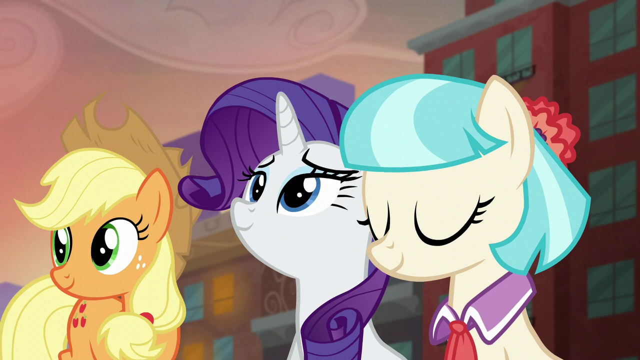 #1502296 - safe, screencap, applejack, coco pommel, rarity, earth pony ...