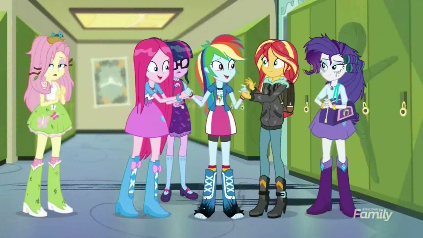#1503048 - safe, fluttershy, pinkie pie, rainbow dash, rarity, sunset ...