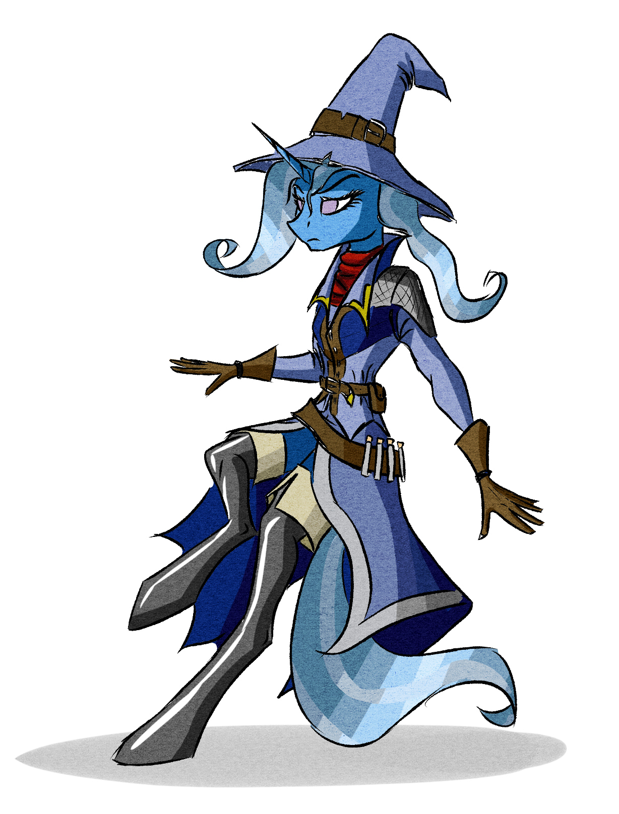 #1543830 - safe, artist:akweer, trixie, unicorn, anthro, unguligrade ...