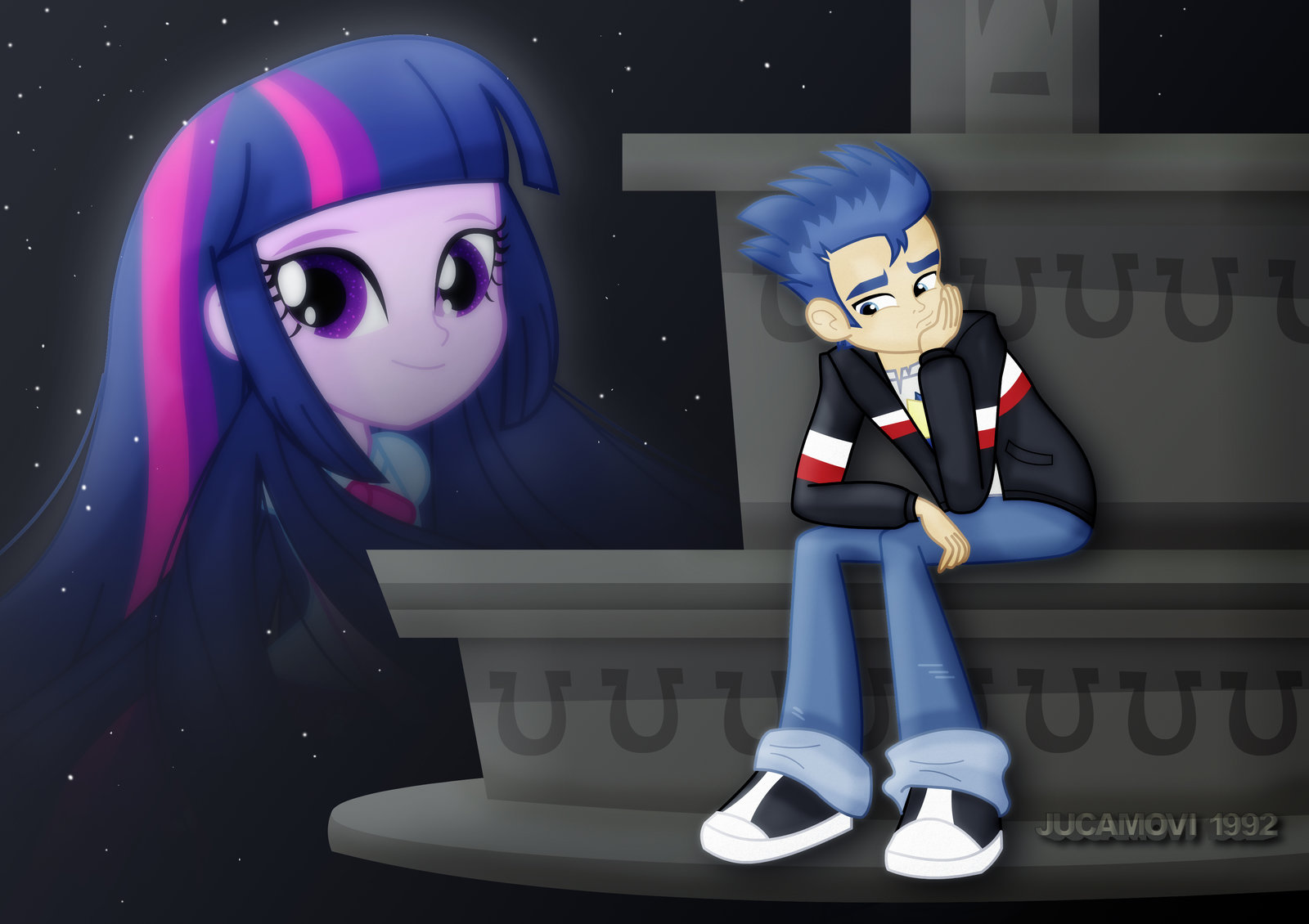 #1545769 - safe, artist:jucamovi1992, flash sentry, twilight sparkle ...