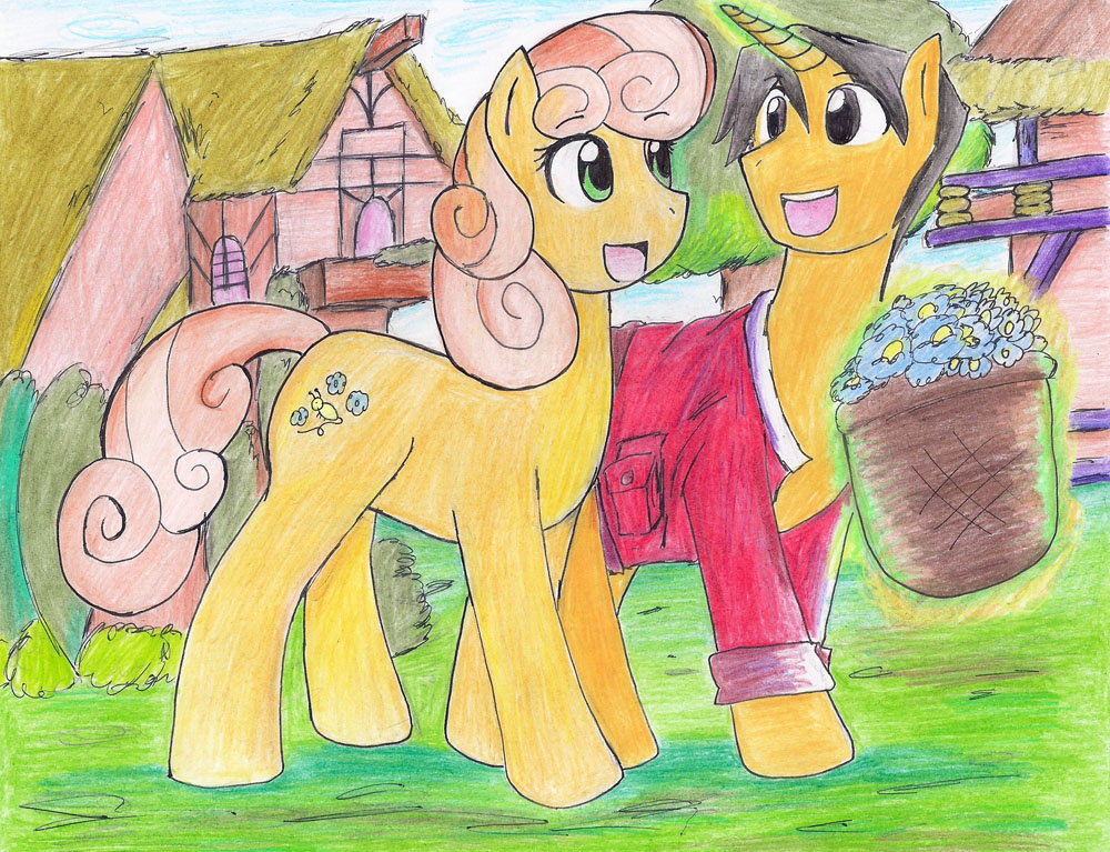 #1622757 - safe, artist:hewhowalksdeath, junebug, oc, oc:head case, duo ...