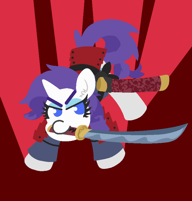 #1625414 - safe, artist:threetwotwo32232, rarity, unicorn, clothes, female, katana, mare ...