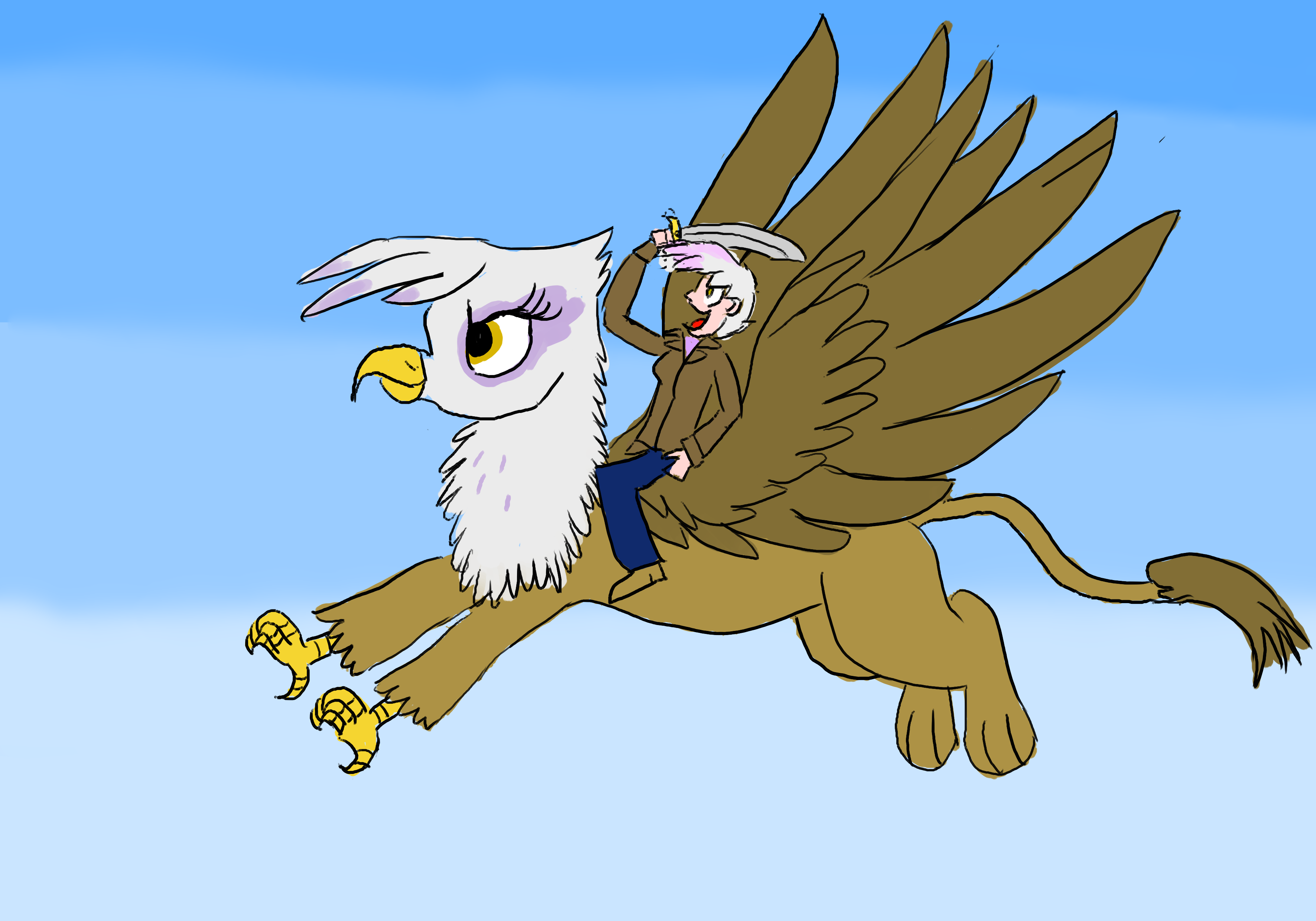 #1888769 - safe, artist:horsesplease, gilda, griffon, human, duo ...