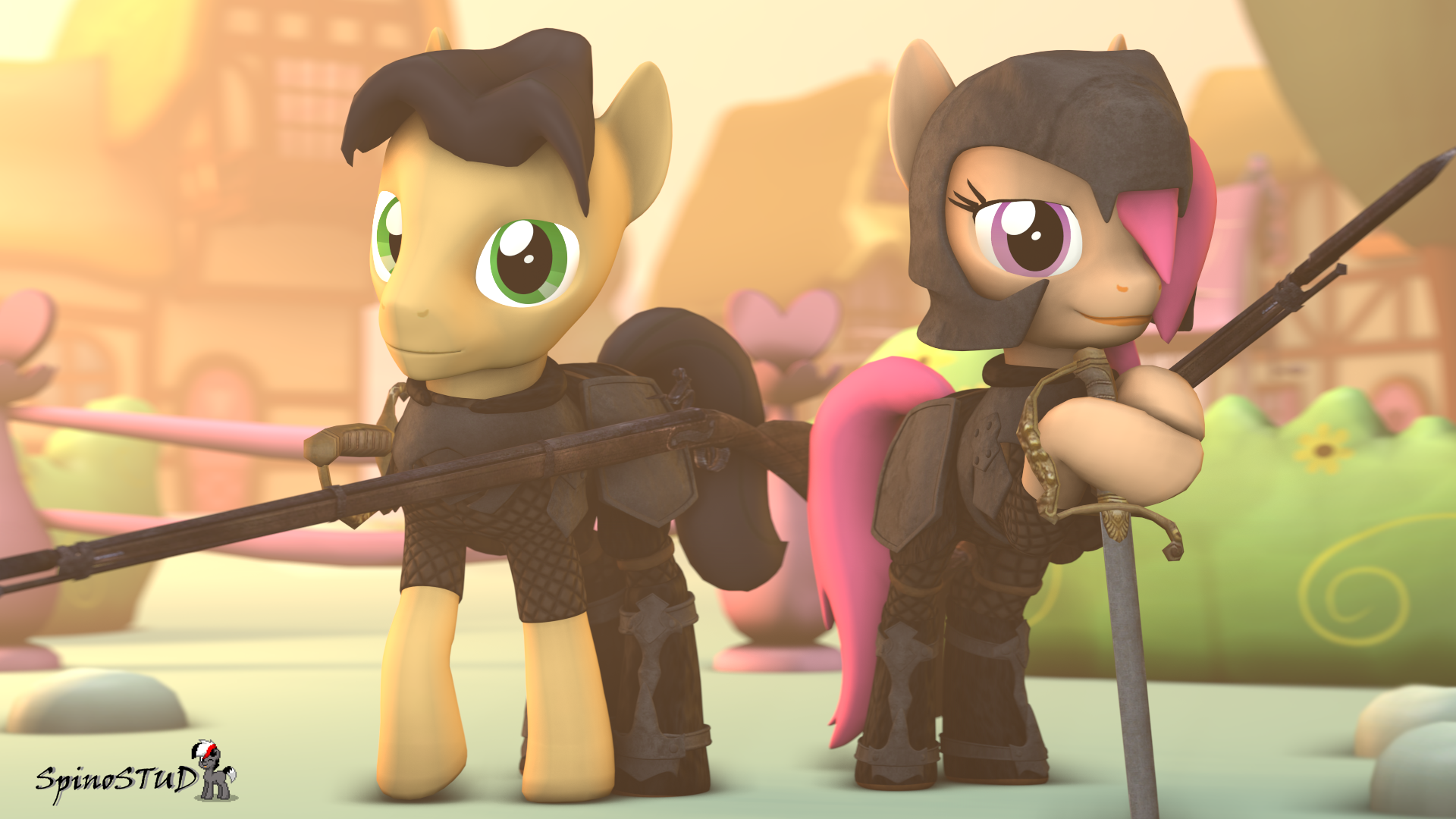 #1891101 - safe, artist:spinostud, oc, earth pony, pony, 3d, armor ...