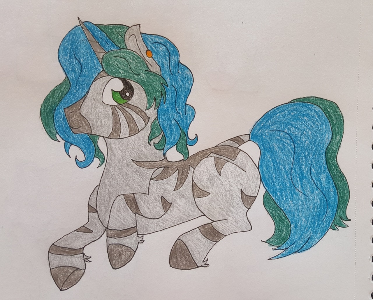 #1911225 - safe, artist:greenychip, oc, oc only, oc:forest glade, hybrid, pony, zebra, zebracorn ...