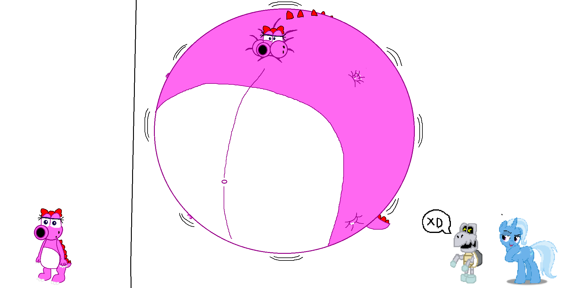 #1917719 - questionable, artist:theinflater19, trixie, birdo, dry bones ...