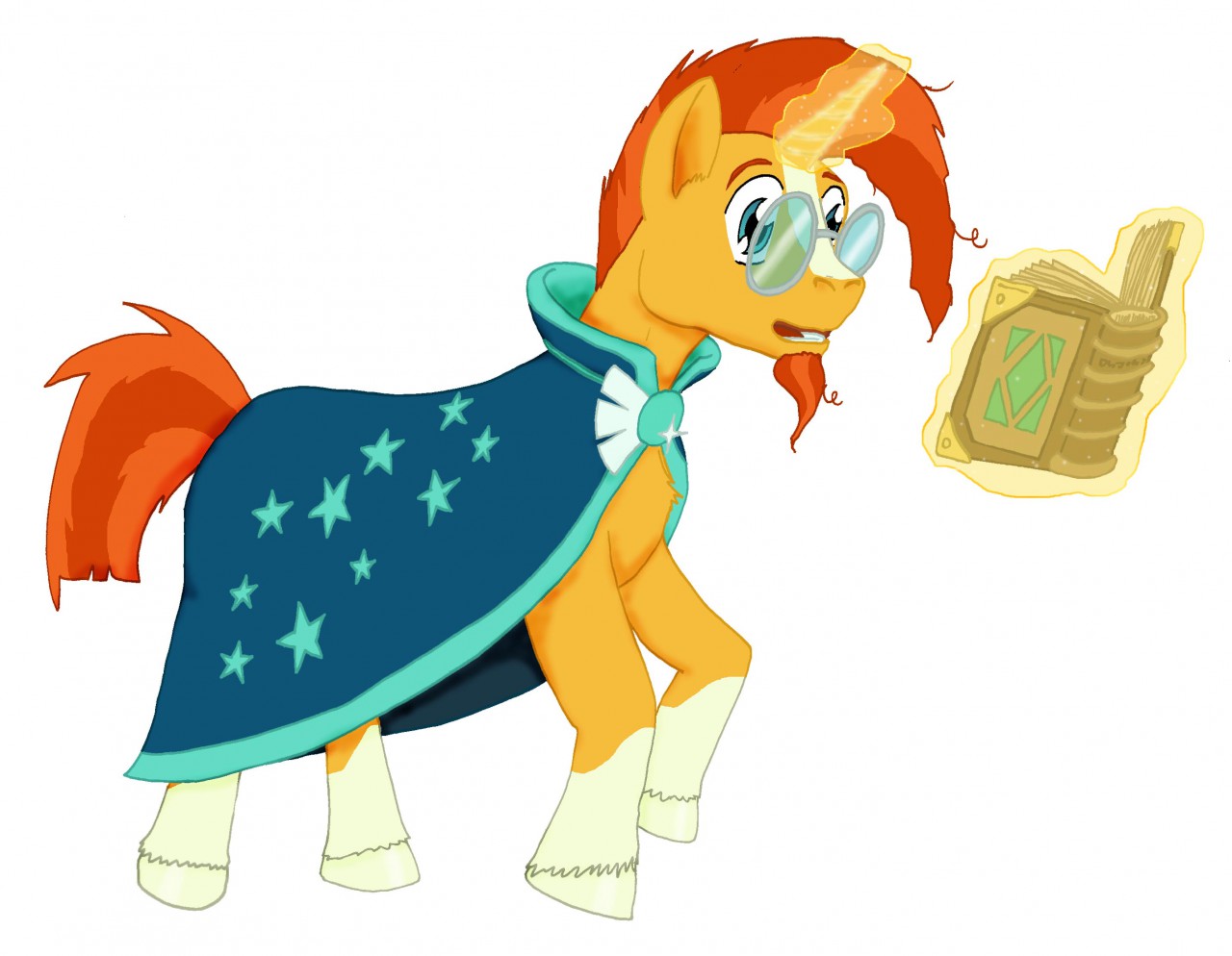 #1660149 - safe, artist:wolfman-al, sunburst, g4, book, magic, male ...