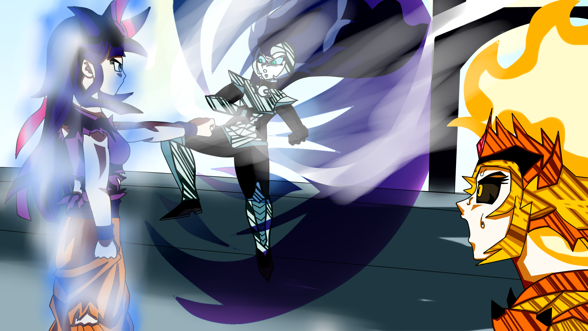 #1660600 - safe, artist:yordisz, daybreaker, nightmare moon, twilight ...