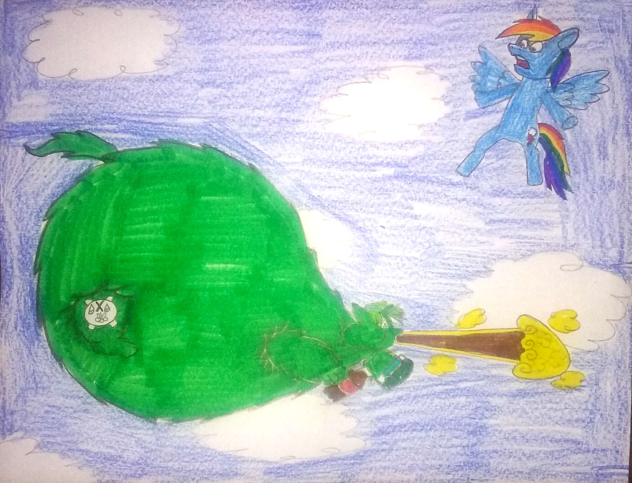 #1664534 - safe, artist:inflatable-xwell, rainbow dash, oc, oc:xwell ...