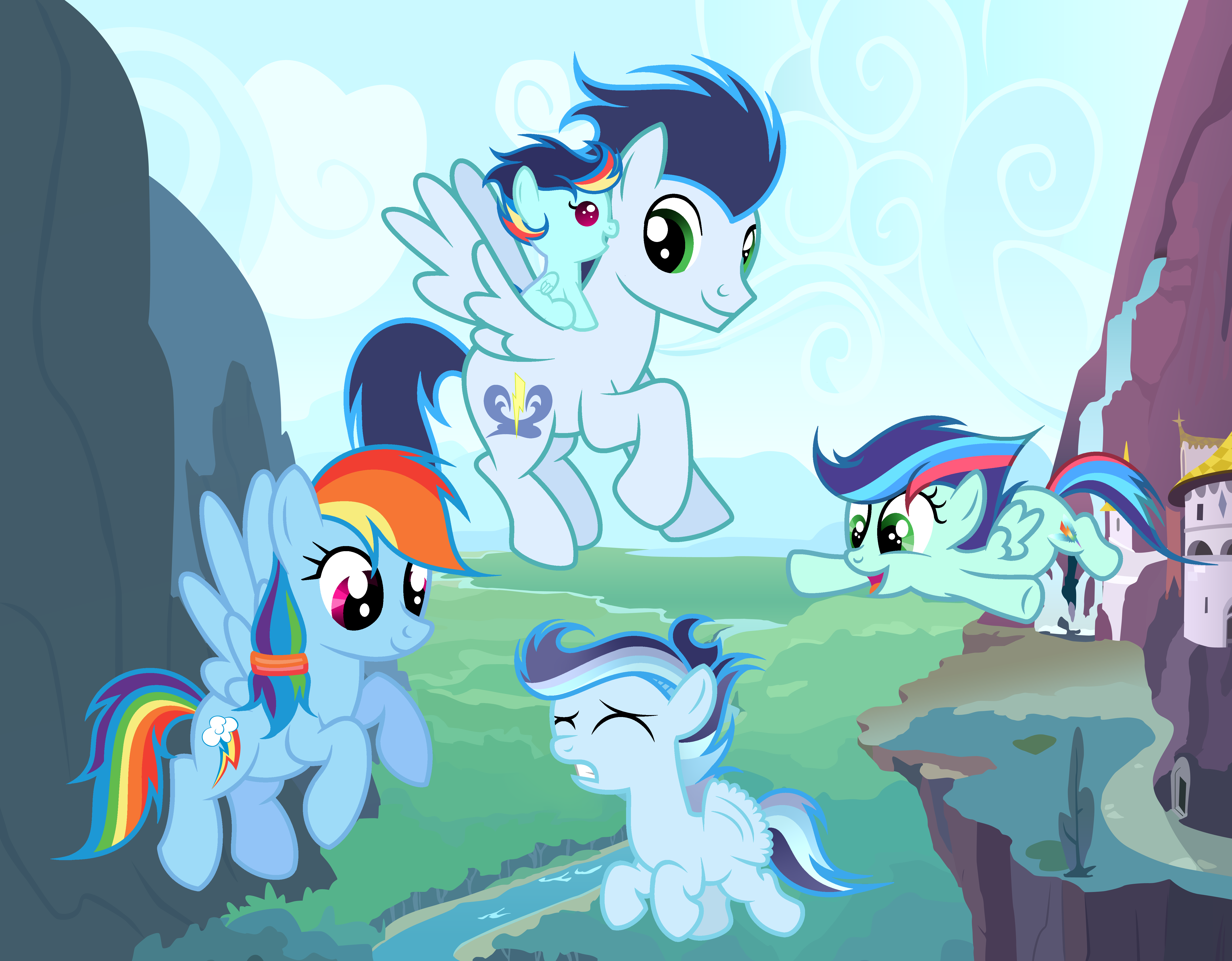 #1677556 - safe, artist:velveagicsentryyt, rainbow dash, soarin', oc ...
