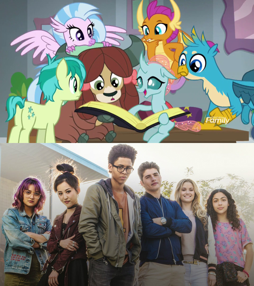 #1689780 - safe, screencap, gallus, ocellus, sandbar, silverstream, smolder, yona, classical ...