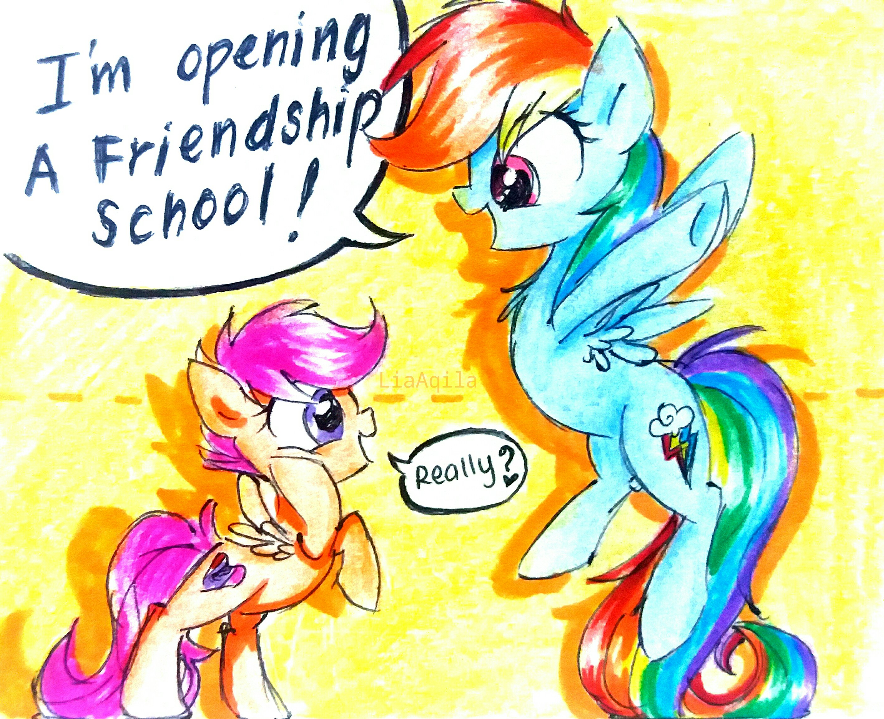 #1694286 - safe, artist:liaaqila, rainbow dash, scootaloo, pegasus ...