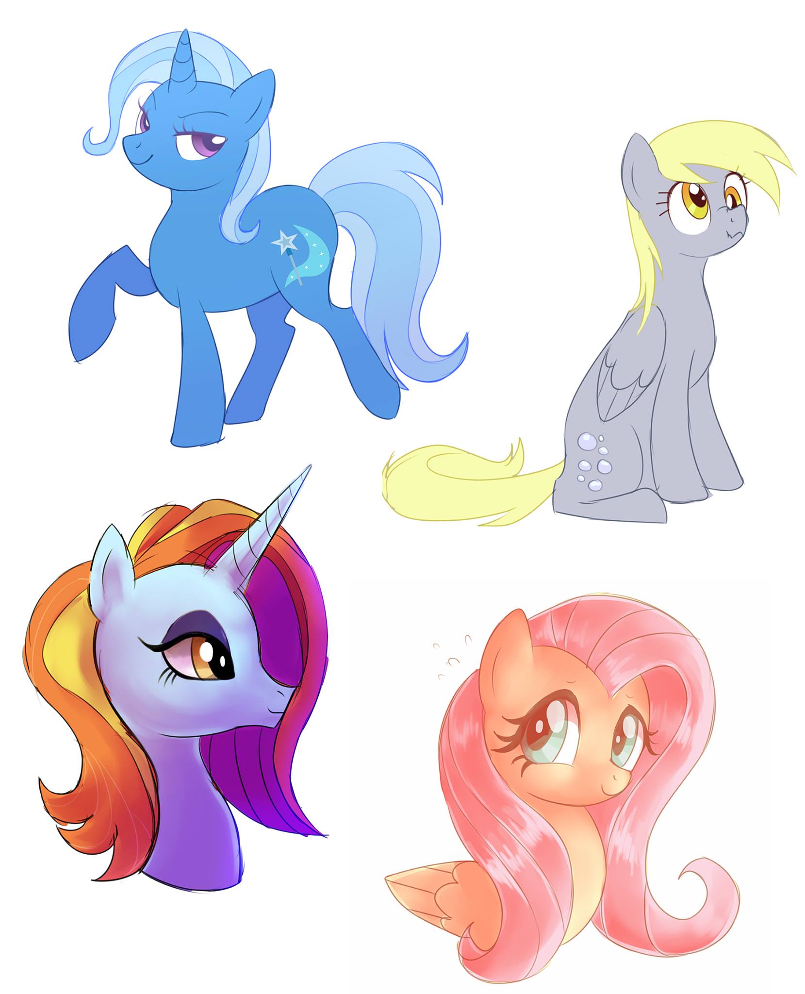 #1694377 - safe, artist:bae-mon, derpy hooves, fluttershy, sassy ...