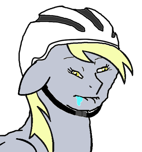 #1695407 - safe, derpy hooves, brainlet, drool, helmet, meme, wojak ...
