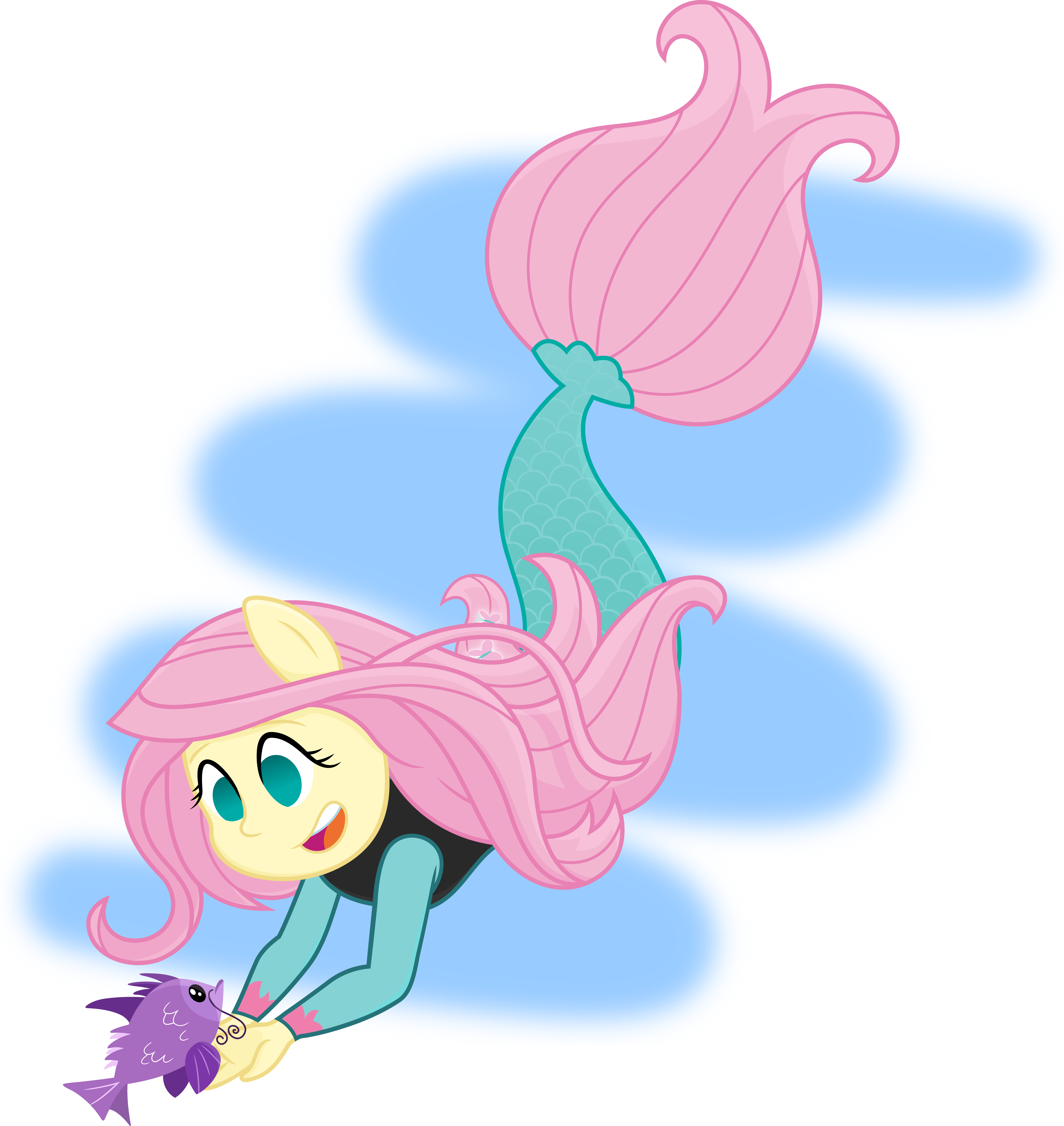 #1671092 - safe, artist:sugar-loop, part of a set, fluttershy, fish ...