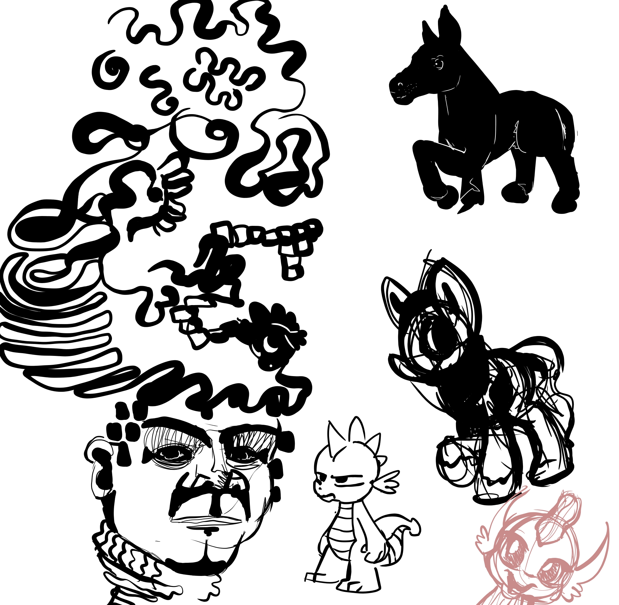 #1707806 - safe, artist:gsphere, smolder, spike, dragon, horse, human ...