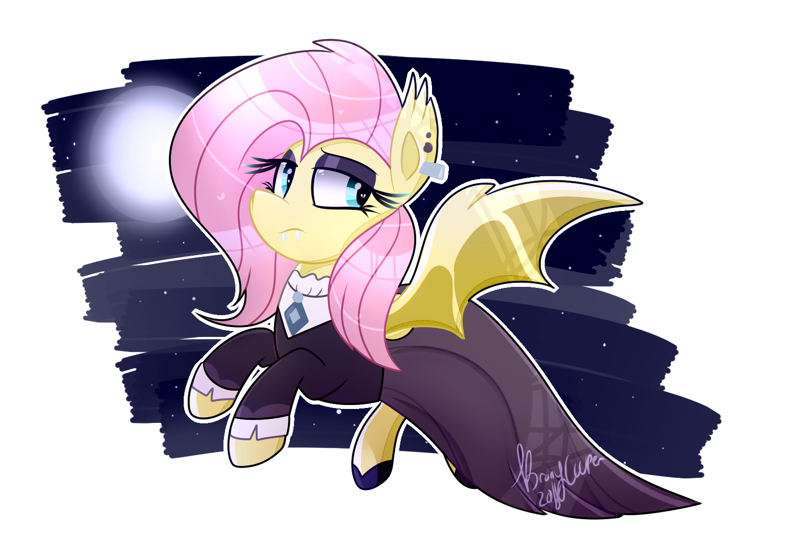 #1708071 - safe, artist:lynchristina, fluttershy, bat pony, pegasus ...