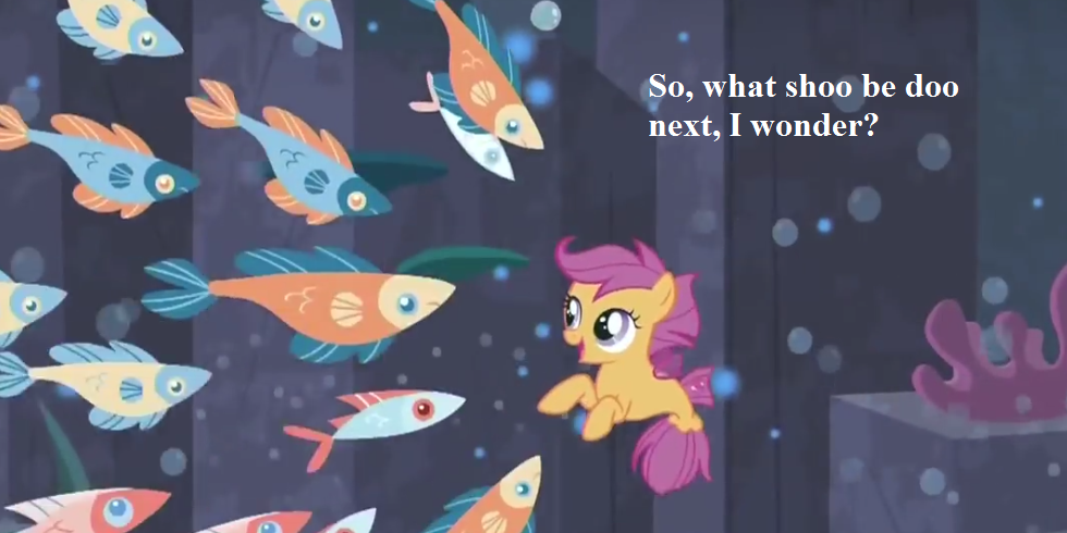 #1714029 - safe, edit, edited screencap, screencap, scootaloo, fish ...