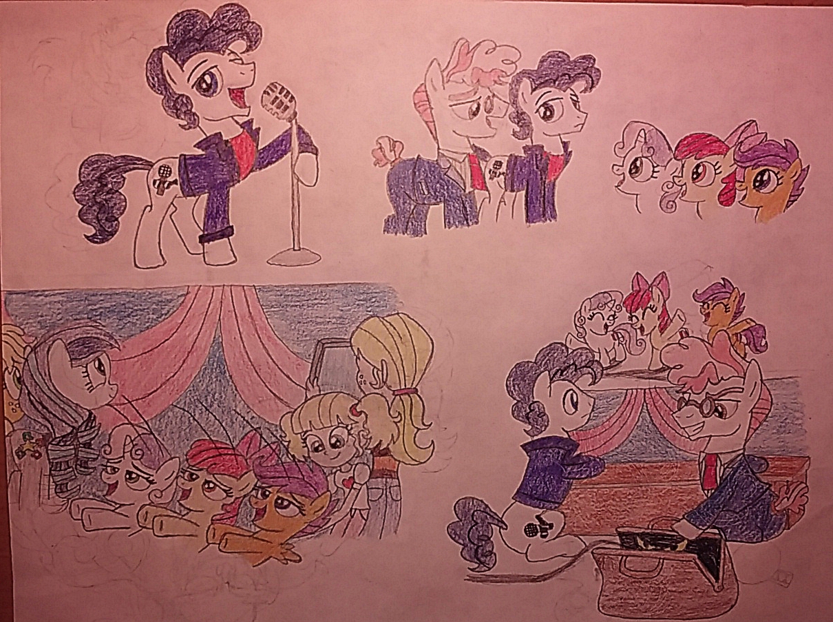 #1715569 - safe, artist:jebens1, apple bloom, applejack, coloratura, knight shade, megan ...