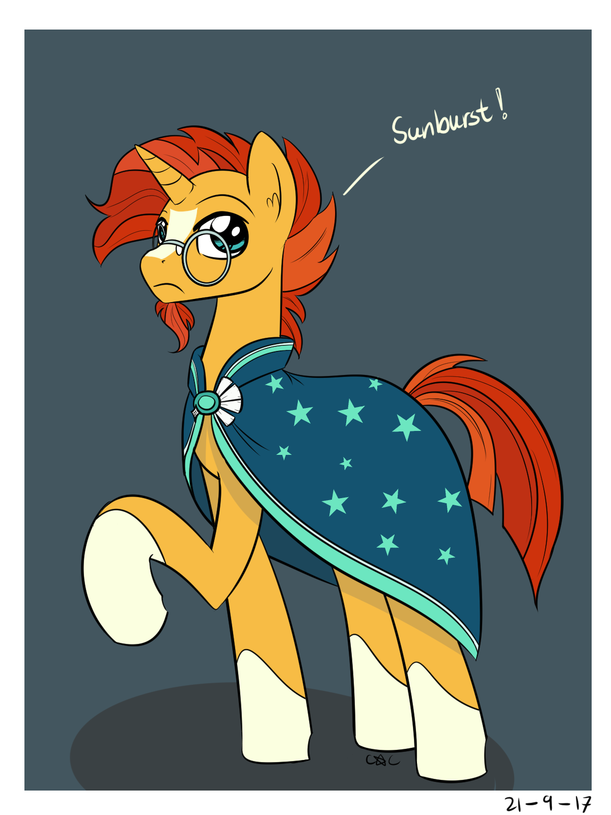 #1733785 - safe, artist:casualcolt, sunburst, pony, cape, clothes, male ...