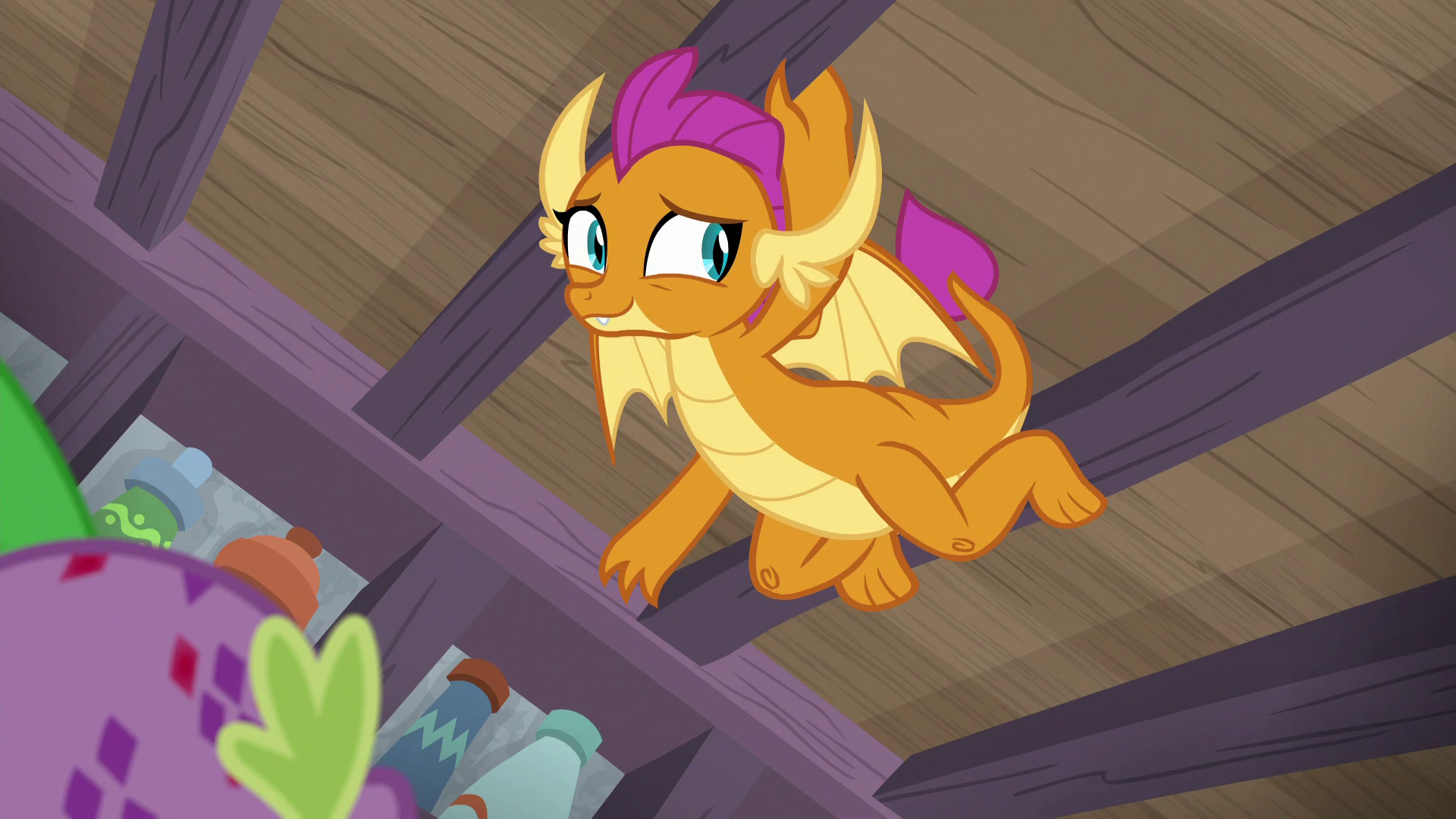 #1742595 - safe, screencap, smolder, spike, dragon, molt down, amused ...