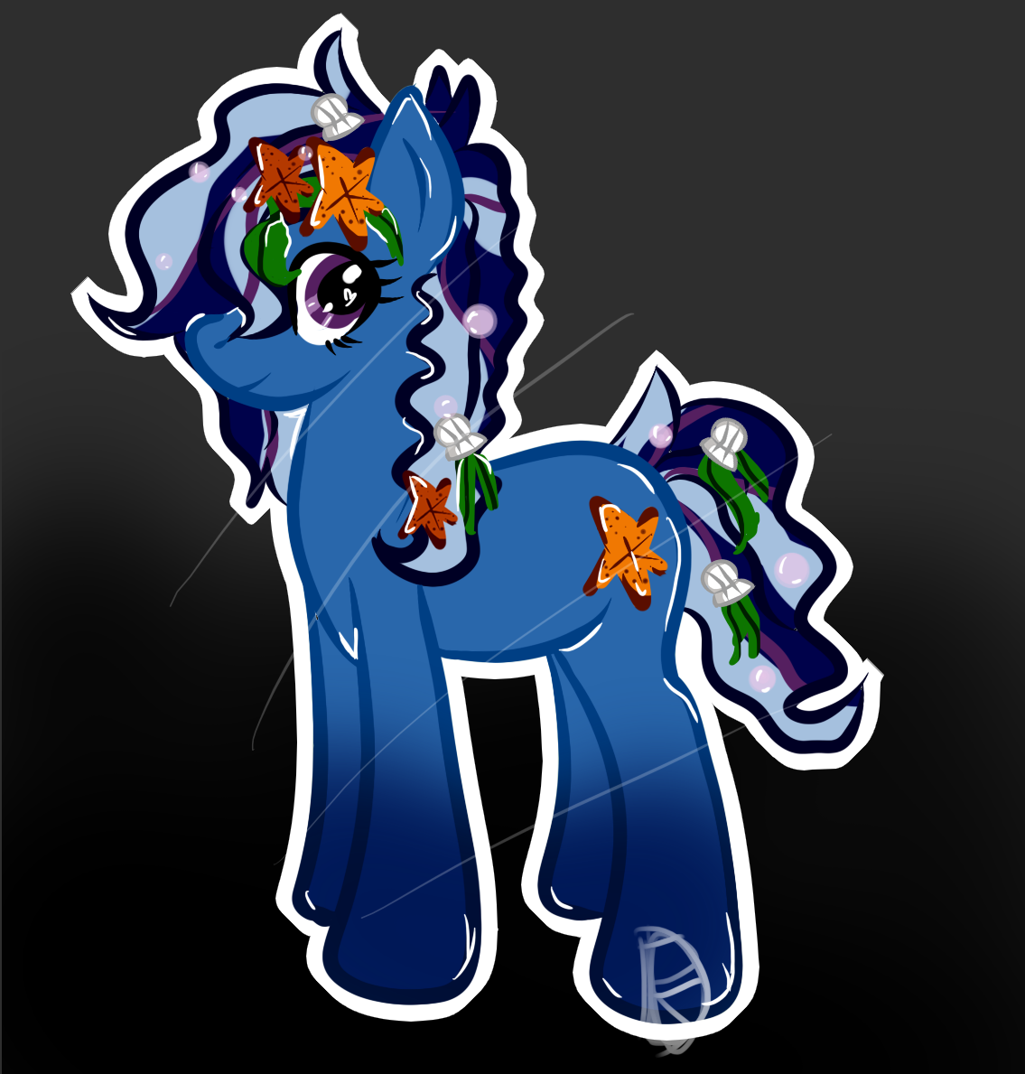 #1765971 - safe, artist:deerloud, oc, oc only, pony, starfish, black ...