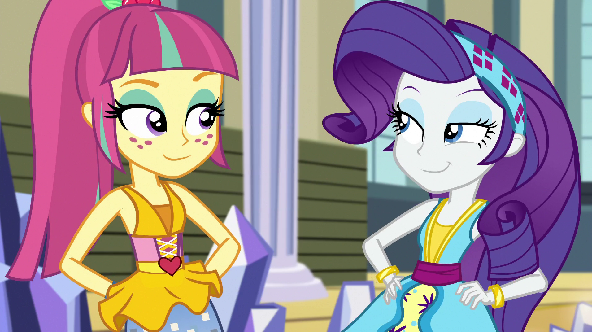 #1767398 - canterlot high, clothes, dance magic, dress, duo, equestria ...