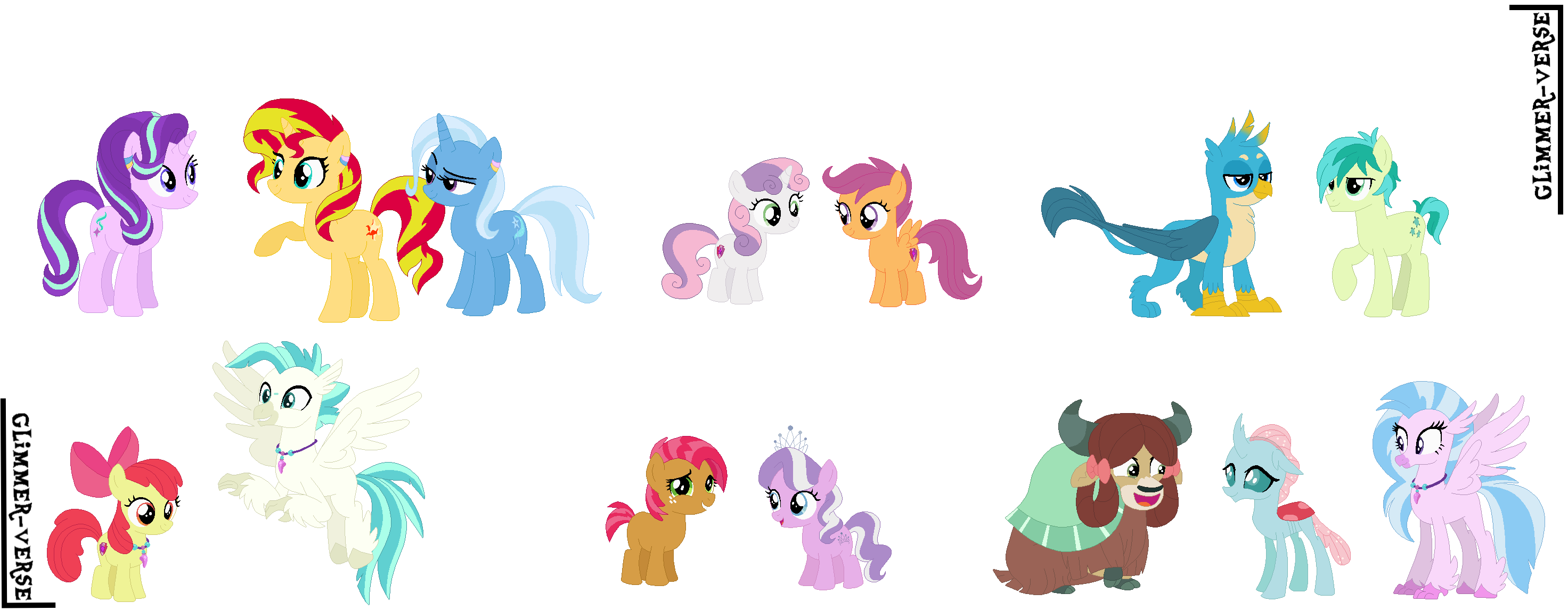 #1789721 - safe, artist:glimmer-verse, apple bloom, gallus, ocellus ...