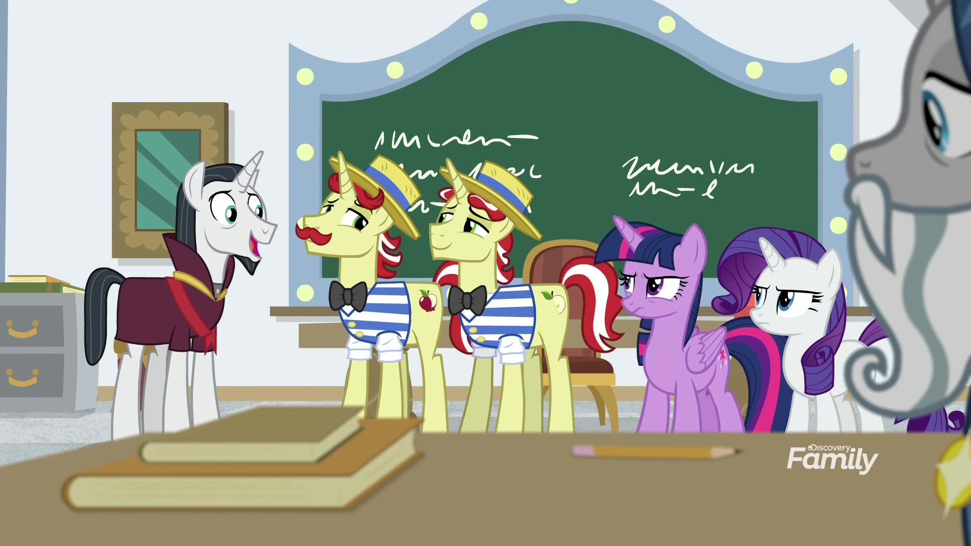 #1806697 - safe, screencap, chancellor neighsay, flam, flim, rarity ...