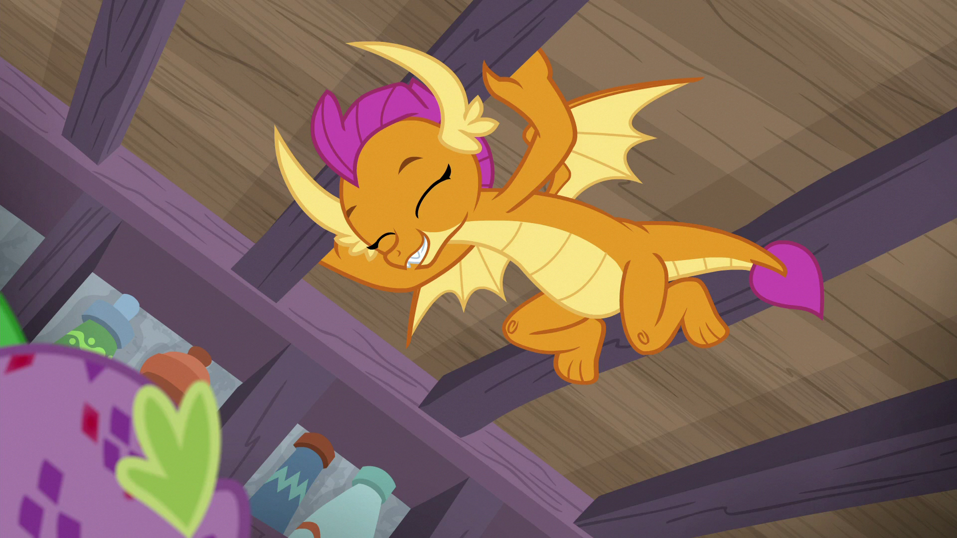 #1811418 - safe, screencap, smolder, spike, dragon, molt down, amused ...