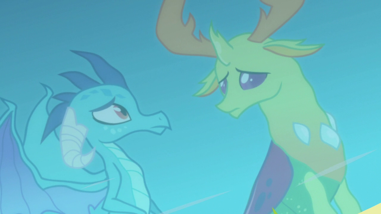 #1822661 - safe, princess ember, thorax, changedling, changeling, dragon, triple threat, dragon ...