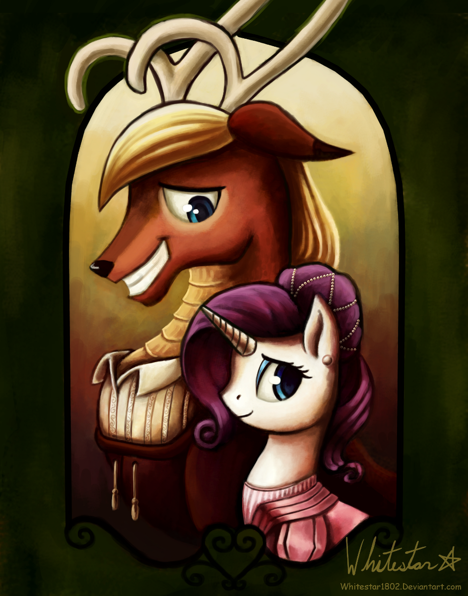 #1823997 - artist:whitestar1802, beauty and the beast, clothes, deer ...