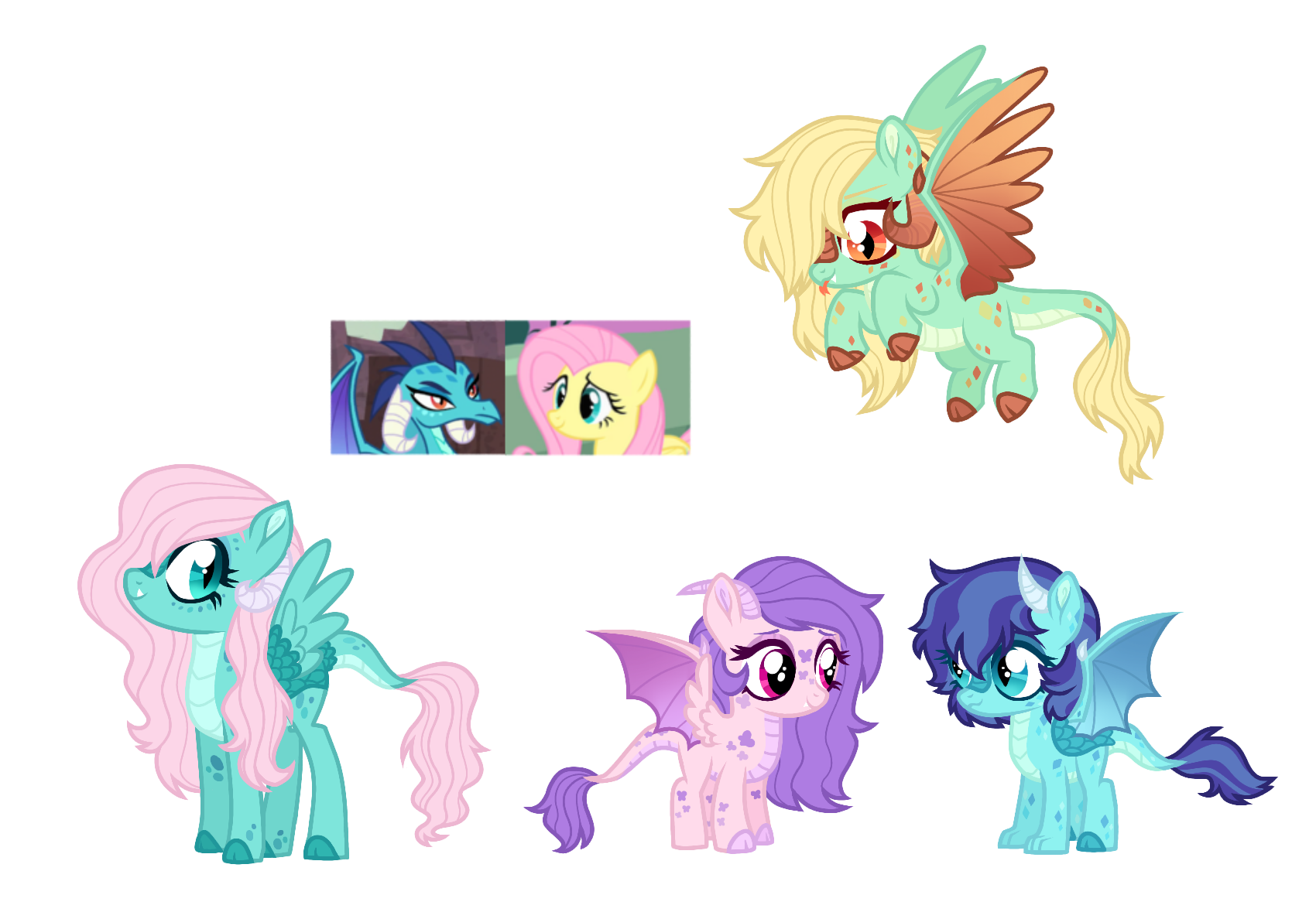 #1933740 - safe, artist:unoriginai, fluttershy, princess ember, oc ...