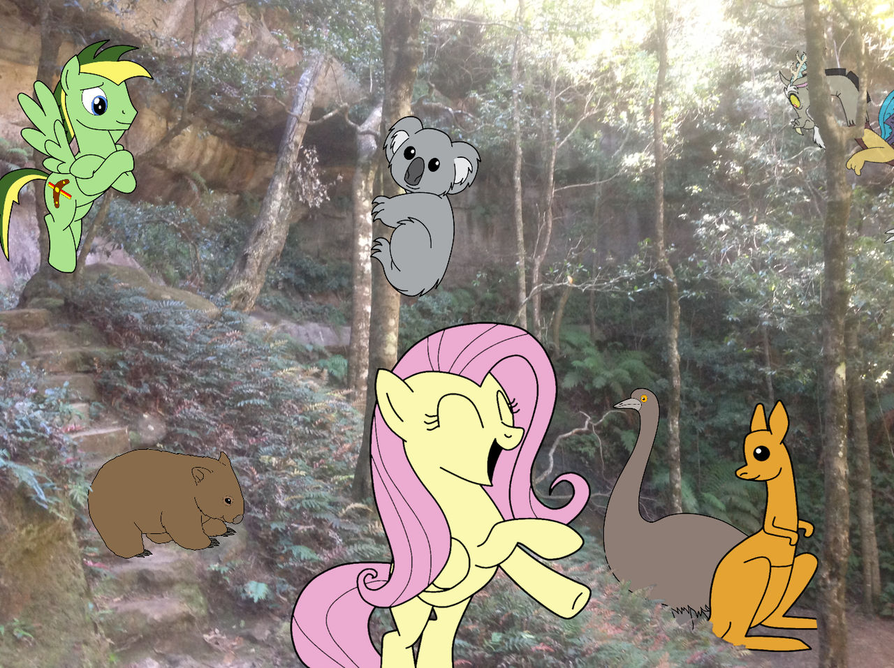 #1946620 - safe, artist:didgereethebrony, discord, fluttershy, oc, oc ...