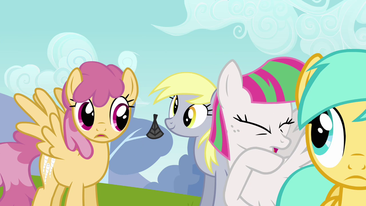 #1929983 - safe, screencap, blossomforth, derpy hooves, dizzy twister ...