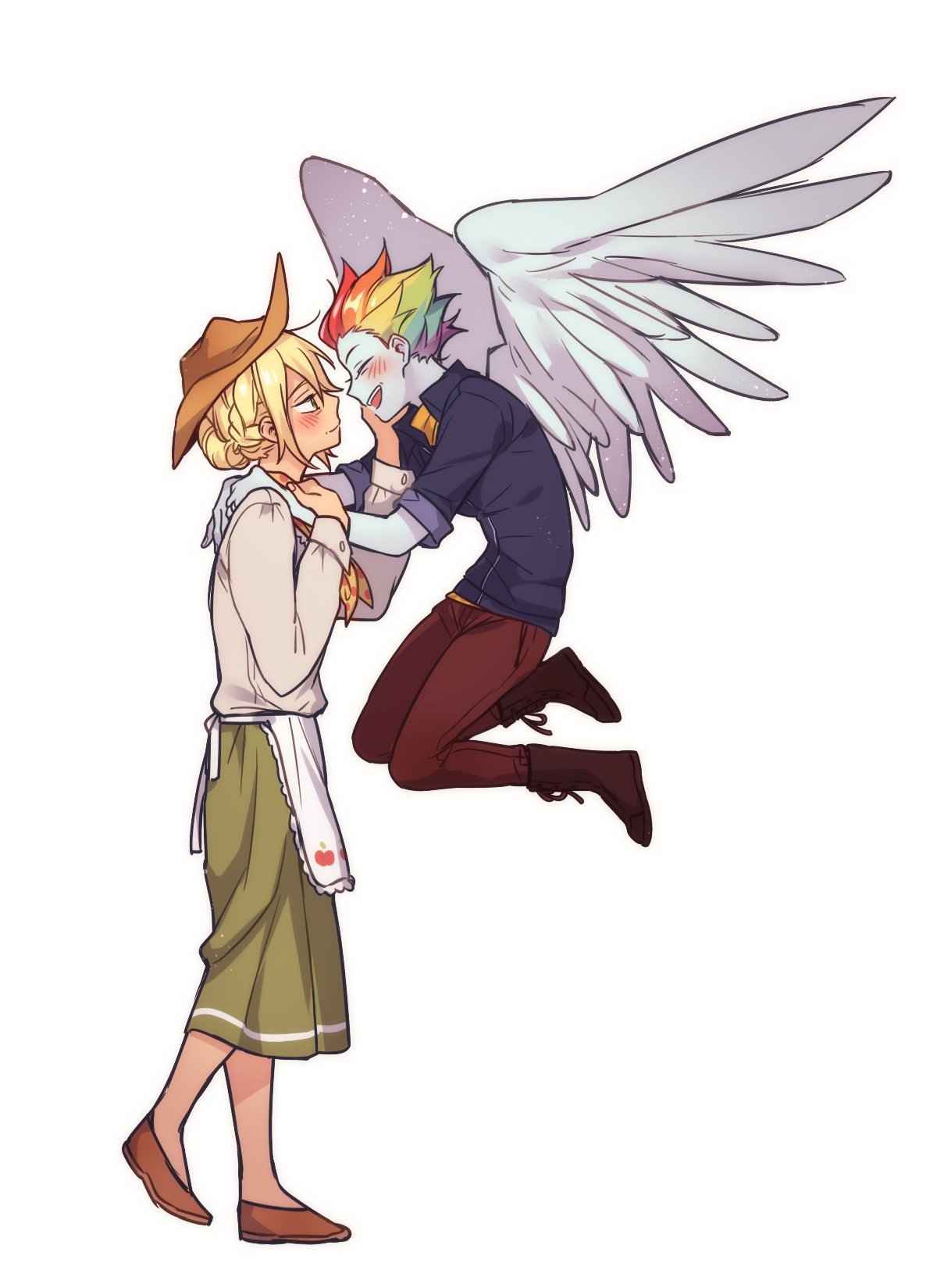 #2172734 - safe, artist:dcon, applejack, rainbow dash, human, equestria ...