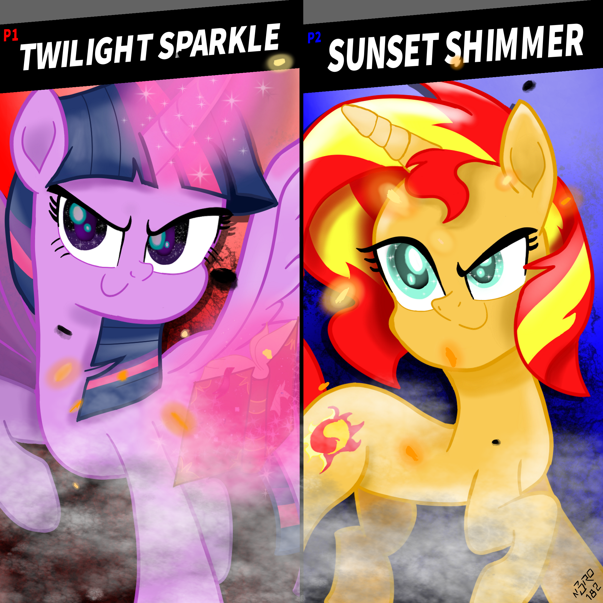 #2182286 - safe, artist:n3ro 182, sunset shimmer, twilight sparkle ...