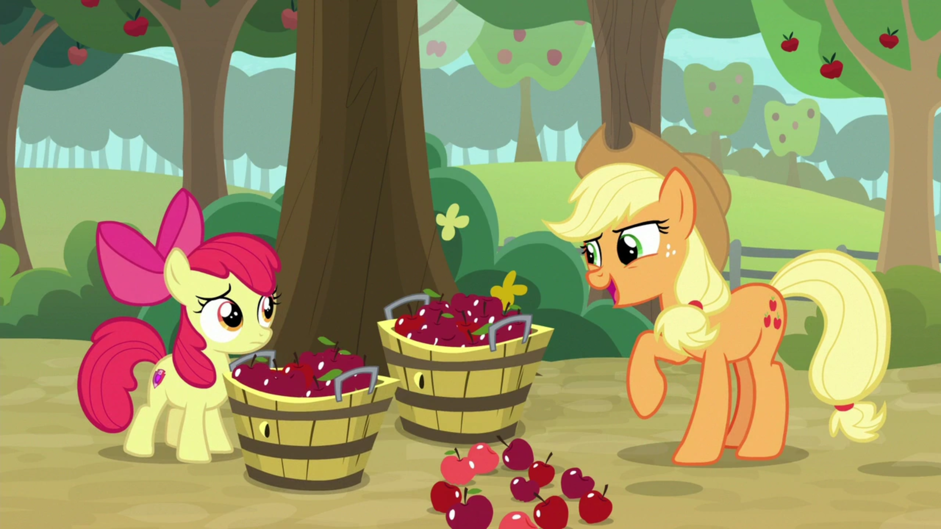 #2158808 - safe, screencap, apple bloom, applejack, going to seed ...