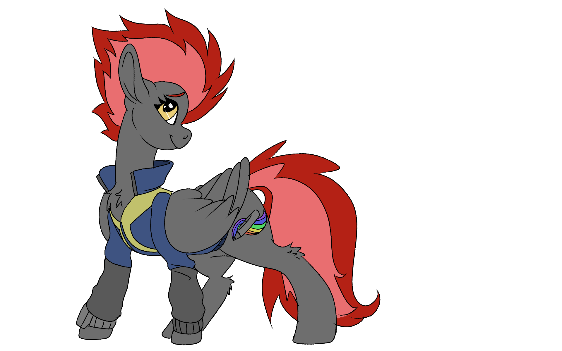 #2197957 - safe, artist:brainiac, derpibooru exclusive, oc, oc only, oc:cinder blaze, pegasus ...