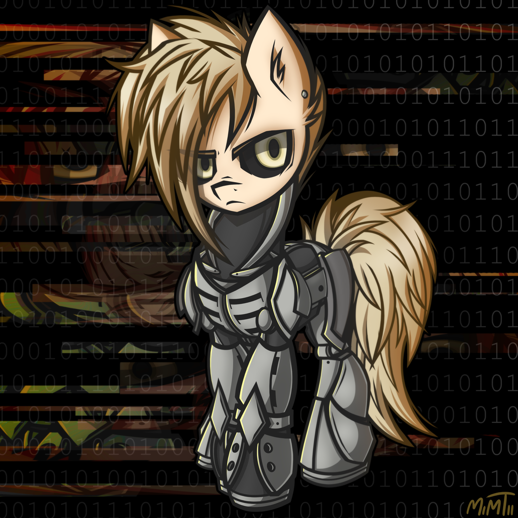 #2188919 - safe, artist:mimtii, cyborg, cyborg pony, pony, anime, genos ...