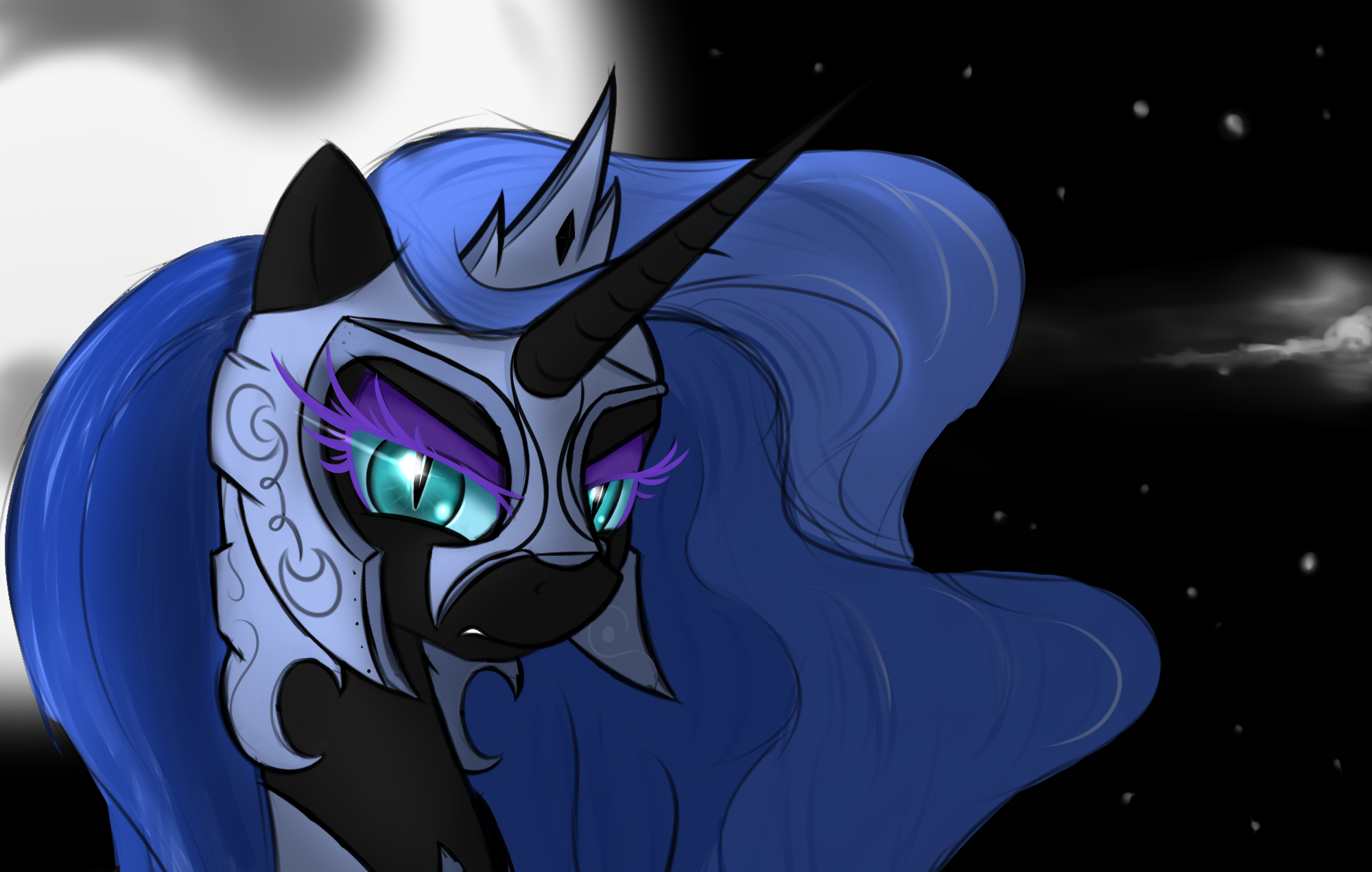 #2225262 - safe, artist:vinaramic, nightmare moon, alicorn, pony, bust ...