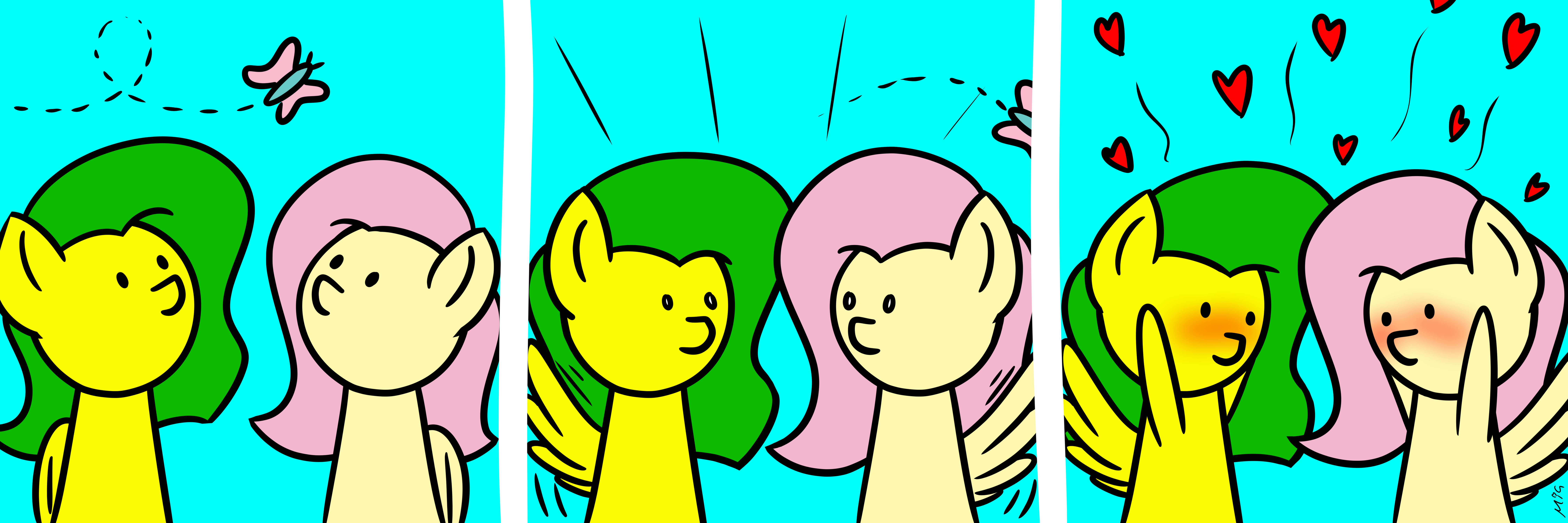 #1968578 - safe, artist:maneingreen, fluttershy, oc, oc:plumette ...