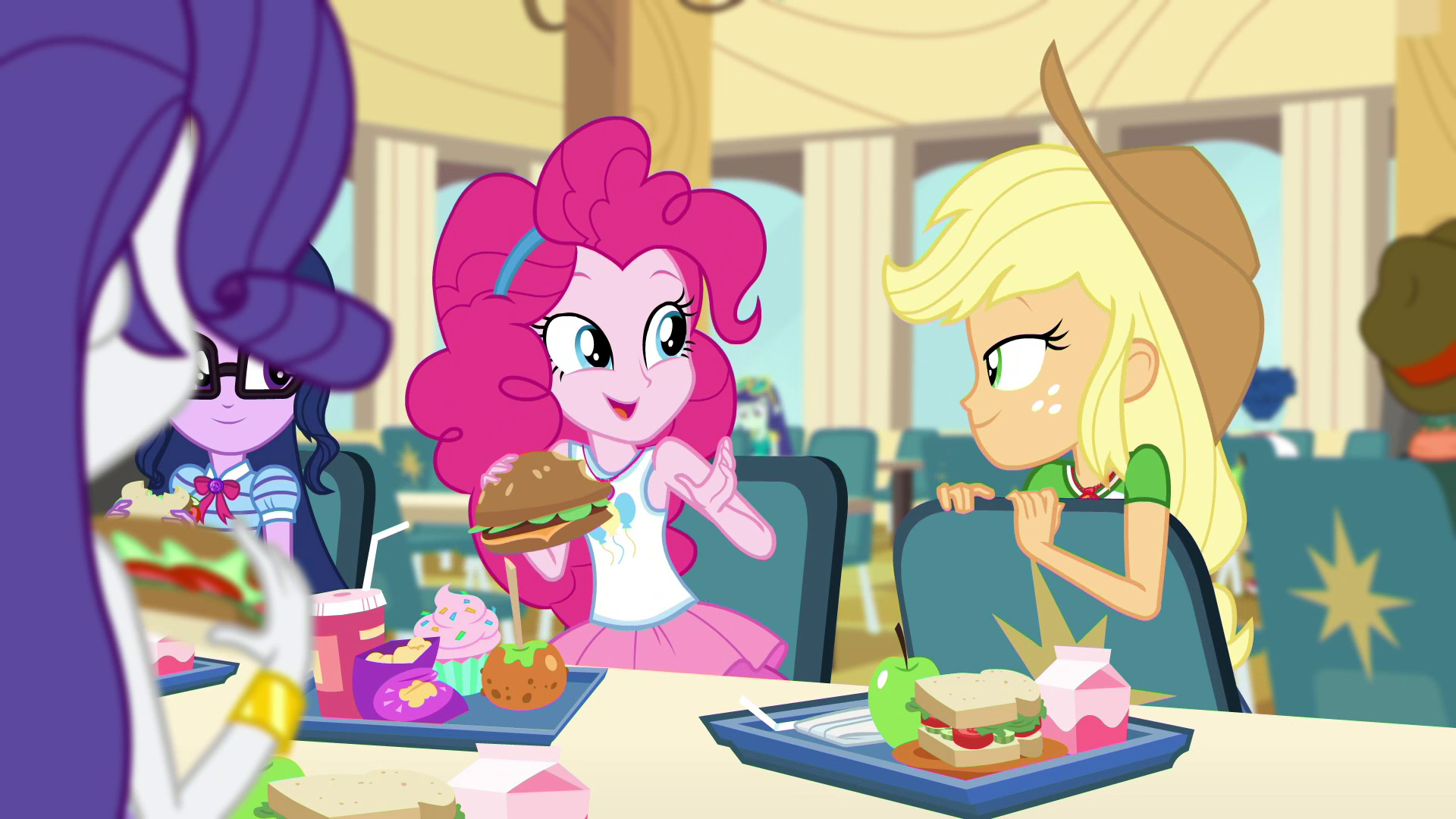 #1984196 - safe, screencap, applejack, blueberry cake, curly winds ...