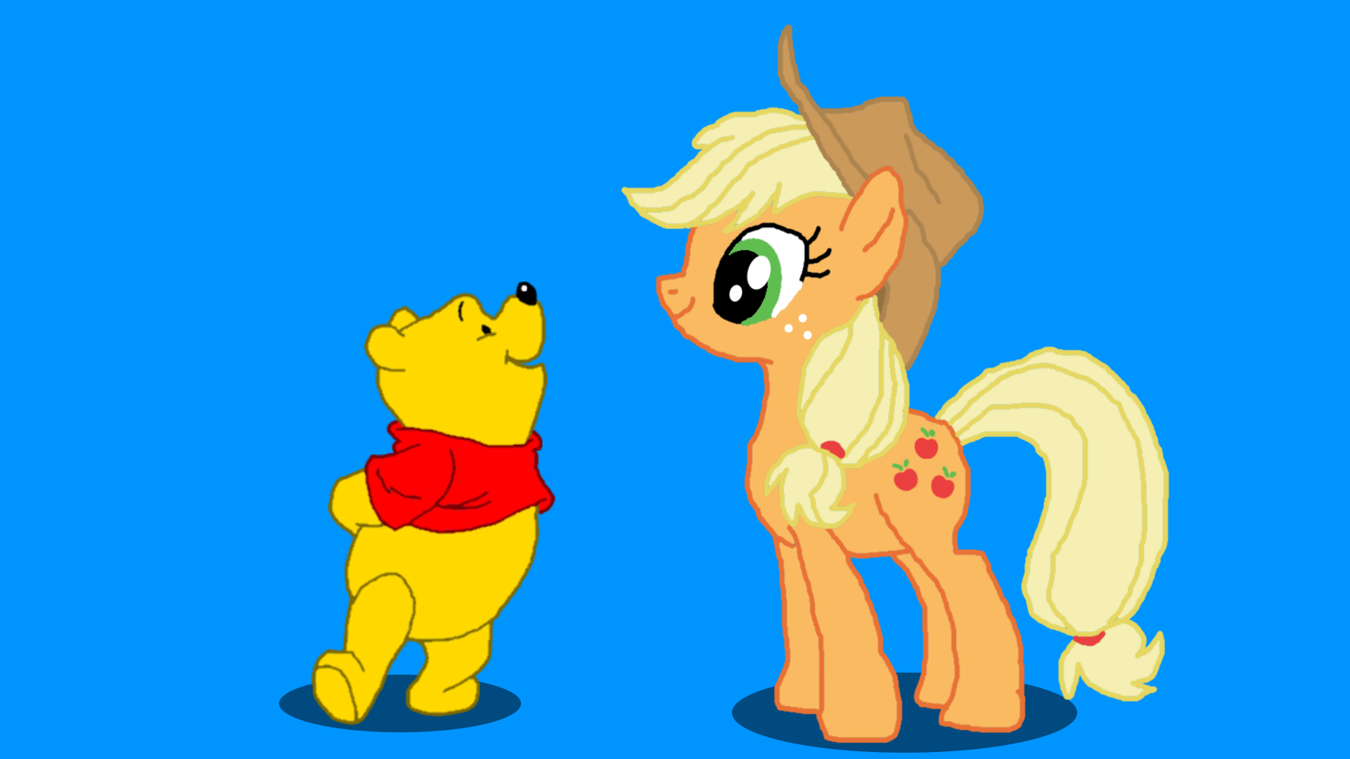 #2000319 - safe, artist:ianpony98, applejack, bear, earth pony, pony ...