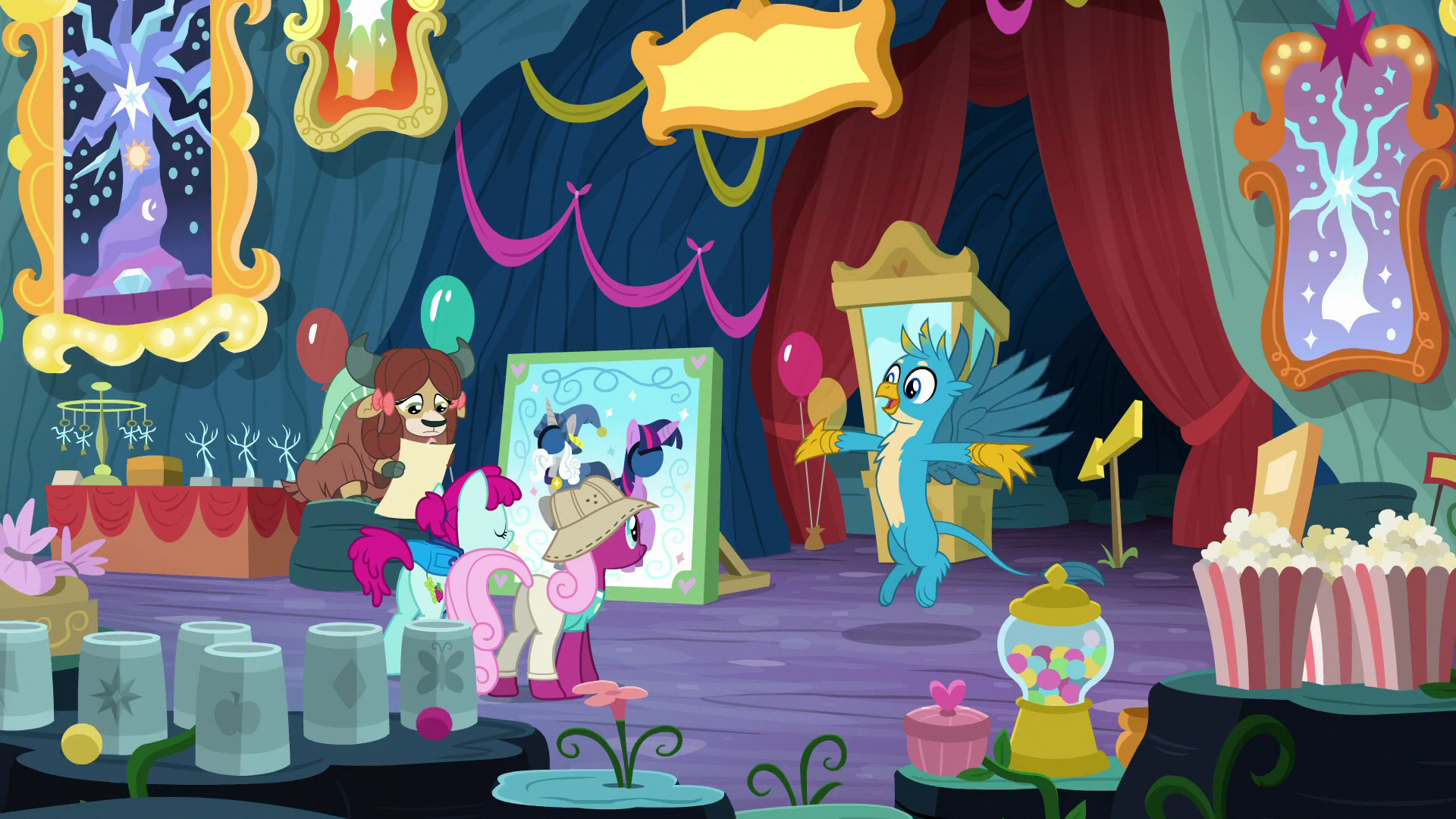 #2011856 - safe, screencap, fruit pack, gallus, happy khaki, ruby ...