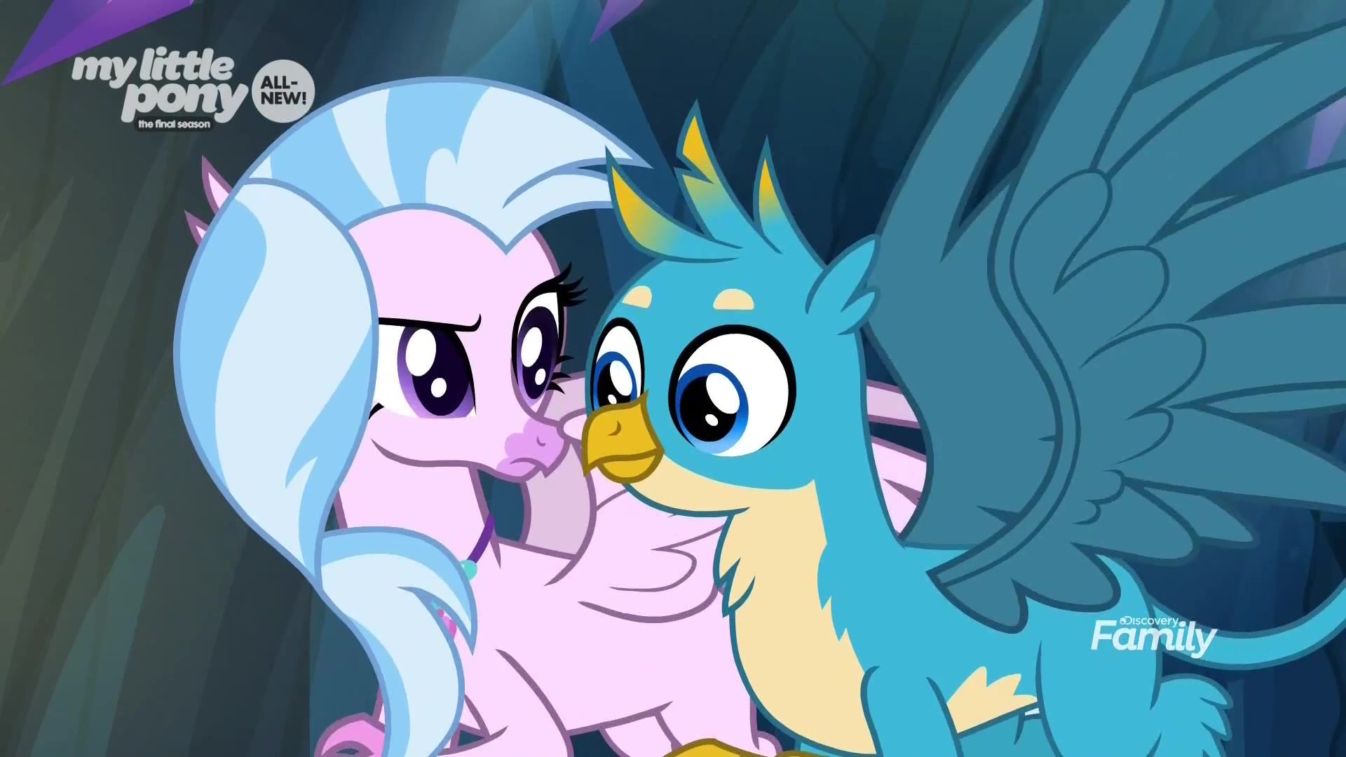 #2014198 - safe, screencap, gallus, silverstream, classical hippogriff ...