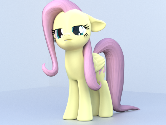#2016433 - safe, artist:chocokumiko, fluttershy, pony, g4, 3d, blender ...