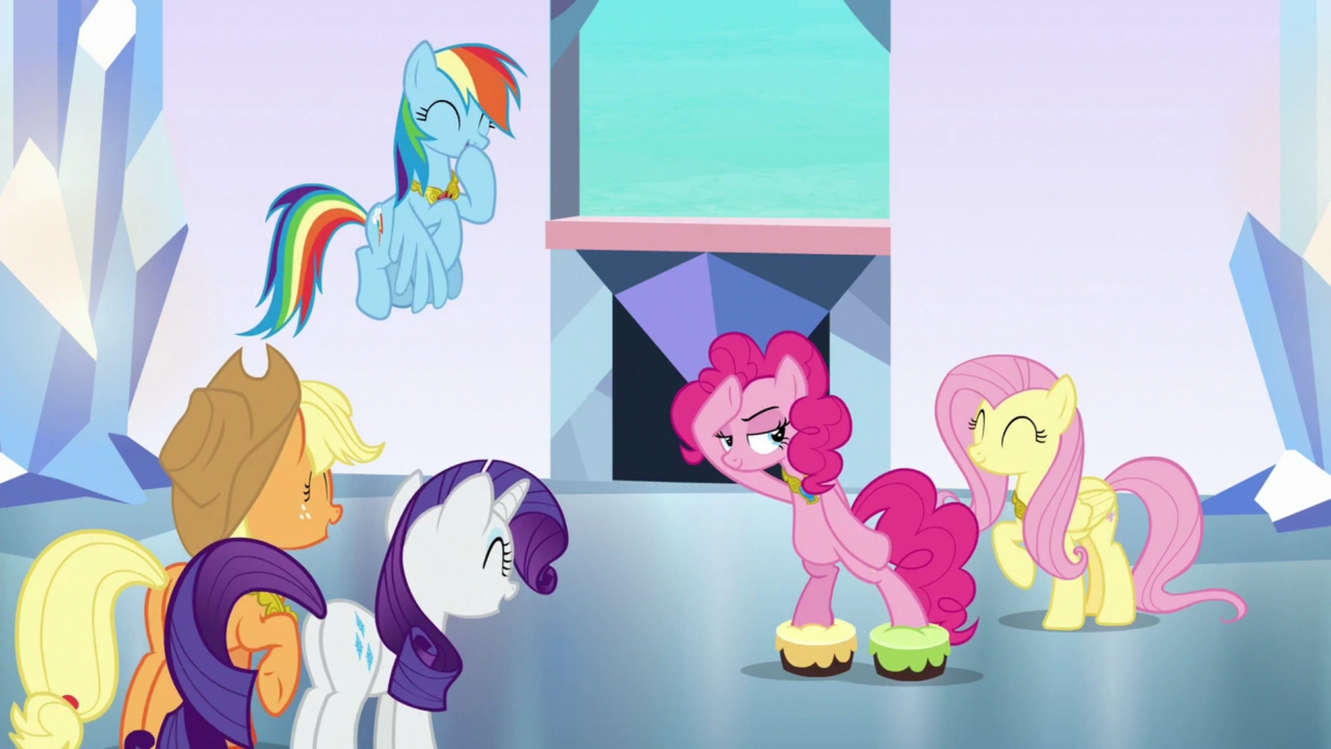 #2007360 - safe, screencap, applejack, fluttershy, pinkie pie, rainbow ...