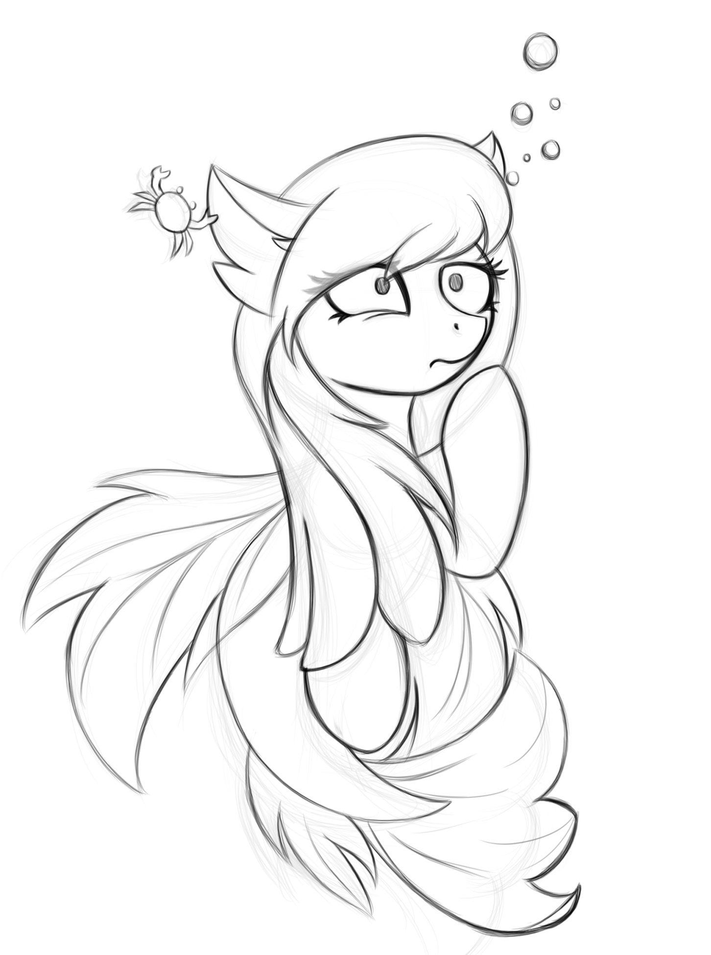 #2043494 - safe, artist:krash42, oc, oc only, crab, pony, bubble, ear ...