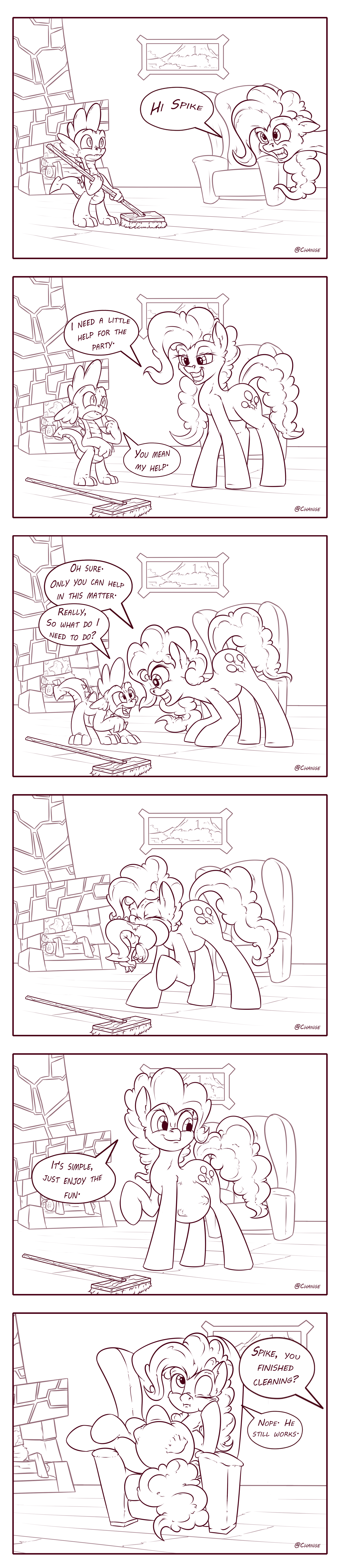 #2053230 - suggestive, artist:change, pinkie pie, spike, dragon, earth ...